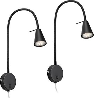 Briloner 2er-Set LED Leselampen mit Schalter am Geh&auml;use, schwenkbar, warmwei&szlig;es Licht, Wandleuchte Innen, Wandlampe, Bettlampe, Lampe Bett, Leselicht, Nachttis