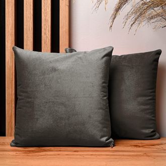 MG Design 2er Set Kissenbez&uuml;ge 30 x 30 cm in Grau - mit Rei&szlig;verschluss, samtig-weich mit dezentem Schimmer, pflegeleicht & langlebig