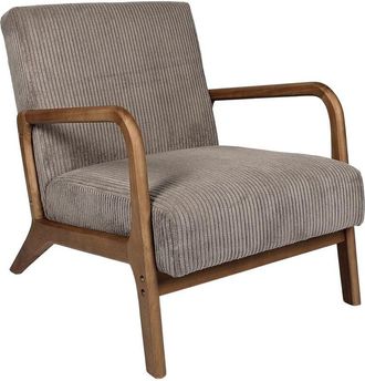 The Home Deco Factory The Home Deco Factory - Fauteuil lounge en velours côtelé taupe et bois - tako