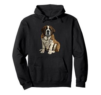 Whyitsme Design Braun-wei&szlig;e Bernhardiner-Illustration Pullover Hoodie