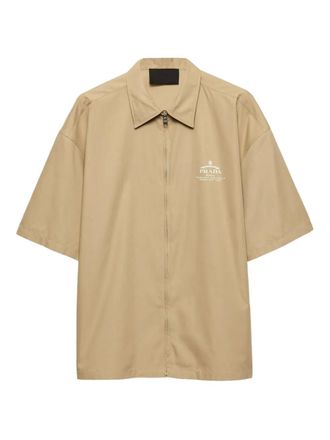 Prada chemise à logo imprimé - Tons neutres
