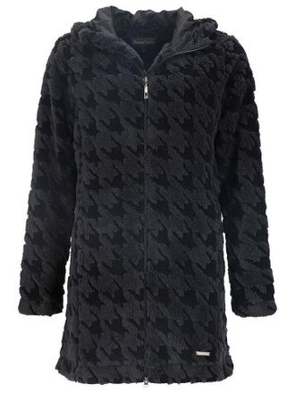 River Creek Fleecejacke Damen Jacke gef&uuml;ttert mit Hahnentritt-Muster - Jacke Fleece mit Kapuze Angeschnittene Kapuze, Praktische Seitentaschen, Weich gef&uuml;ttert