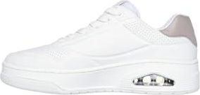 Skechers Femme Uno Court Fast Break Basket, White Duraleather/Natural Trim, 38.5 EU