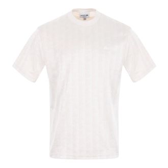 Lacoste T-shirt en jacquard monogramme - Homme - Tops - Blanc - Taille: S