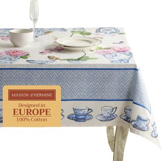 Maison d'Hermine Canton Tischdecke 100% Baumwolle Küche | Abendessen | Tisch | Dekoration | Party | Hochzeit | Frühling/Sommer (Rechteck, 140cm x 180cm)