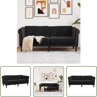vidaXL The Living Store - Sofa 2-Sitzer Schwarz Samt - Samtsofa - Wohnzimmersofa - 2-Sitzer Sofa - Schwarzes Sofa - Modernes Sofa