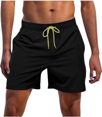 Generic Short de bain pour homme &agrave; s&eacute;chage rapide - L&eacute;ger - Short de bain pour la plage et les vacances, Noir, 3XL