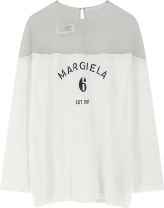 Maison Margiela Femme, Sweatshirts et sweats &agrave; capuche, Blanc, Taille: 40 FR Mannequin Print Jersey Top