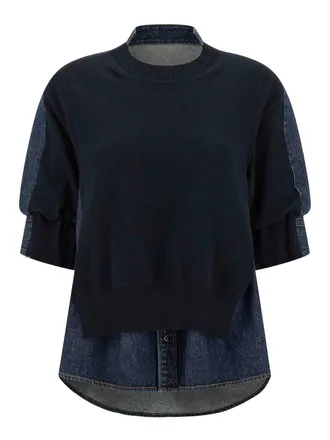 sacai Pull Col Rond - Bleu