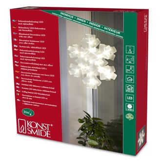 Konstsmide LED Kunststoffschneeflocke, mit Sterneffekt, 16 warm wei&szlig;e Dioden, 24V Innentrafo, transparentes Kabel - 2785-103