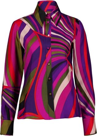Pucci Femme, Blouses et Chemises, Multicolore, Taille: 40 FR Iride Print Silk Twill Shirt