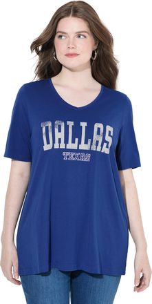 Ulla Popken Damen große Größen Übergrößen Plus Size T-Shirt mit platziertem Druck, A-Line