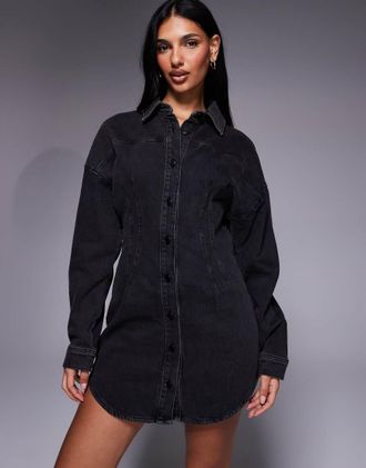Good American Robe chemise en jean - Noir