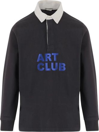 J.W.Anderson Homme, Tops, Noir, Taille: L Art Club Rugby Polo Top