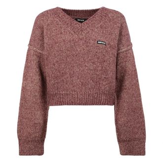 Rotate V-Ausschnitt Pullover aus Merinowolle - - Knitwear - Damen - Rot - XS