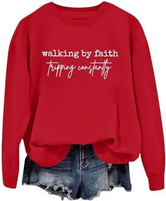 Generic Pull pour femme - Sans capuche - Imprim&eacute; graphique - Haut surdimensionn&eacute; - Col rond - Manches longues - Automne - Hiver - D&eacute;contract&eacute; - Confortable - 