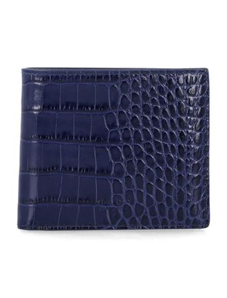 Tom Ford Portemonnaies - Blue Croc-Effect Leather Bi-Fold Wallet - Gr. unisize - in Schwarz - f&uuml;r Damen