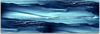 Paul Sinus Art Panoramabild auf Leinwand und Keilrahmen 150x50cm Handmalerei Wellen blau abstrakt