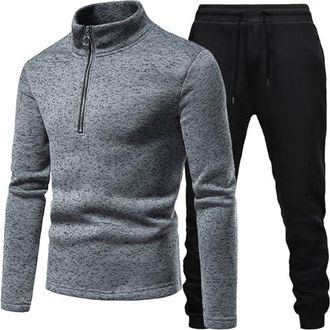Generic Surv&ecirc;tement pour homme - Couleur unie - Demi-fermeture &eacute;clair - Col montant - Ensemble de v&ecirc;tements de sport d&eacute;contract&eacute;s - Haut de jogging - Pantalon
