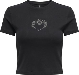 Only Onlkira S/S Bling O-Neck Short Top JRS