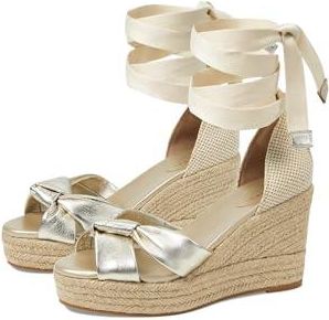 Cole Haan Damen Cloudfeel Hampton Leder Soft Gold Natural Canvas Sandalen 37.5 EU