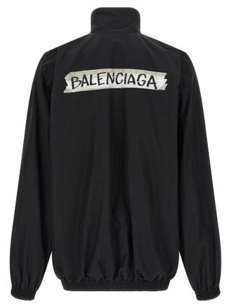 Balenciaga Logo-Print Tech Poplin Sweatshirt - Black