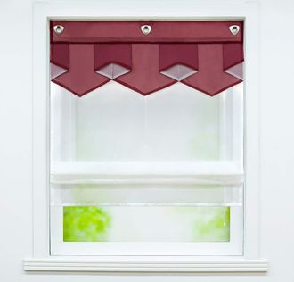 Joyswahl Voile Ösenrollo Modernes Raffrollo mit farbigem Abschluss »Anita« Wohnzimmer transparentes Raffrollo mit Hakenaufhängung, ohne Bohren BxH 120x140cm Ro