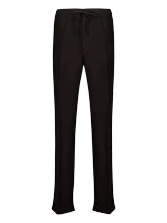 120% Lino pantalon en lin &agrave; coupe droite - Noir