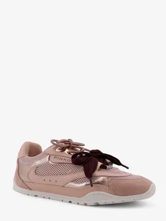 Pinko Womens Sneakers Yulia Mesh Beige Leather Trainers