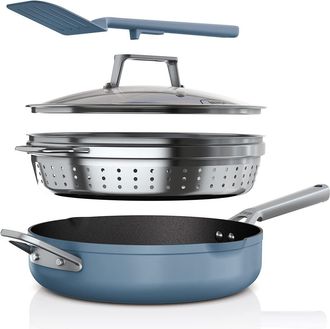 Ninja Foodi CW102BLUK 9-in-1 PossiblePan mit ZEROSTICK, Dampfgarer/Sieb, Spatel, Glasdeckel, 3,8 l, induktionskompatibel, ofenfest bis 260 &deg;C, Blue Macaron,
