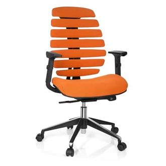 hjh OFFICE 714520 Chaise de Bureau Ergonomique Ergo Line II Fauteuil de Bureau avec Dossier Haut, revêtement en Tissu, Orange
