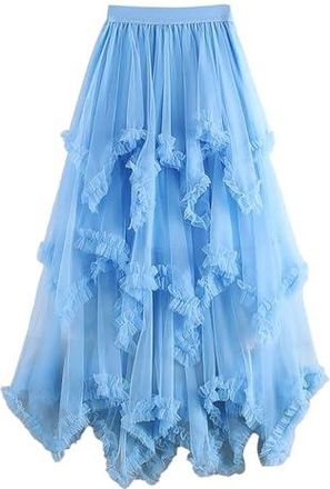 Generic Jupe en tulle longue bouffante pour femme - Costume de carnaval des ann&eacute;es 50 - Jupe en maille avec costume &eacute;lastique - Robe de carnaval - Robe de f&eacute;e