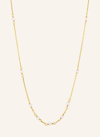 Leaf Halskette White Pearls Aus 14 Karat Gelbgold gold