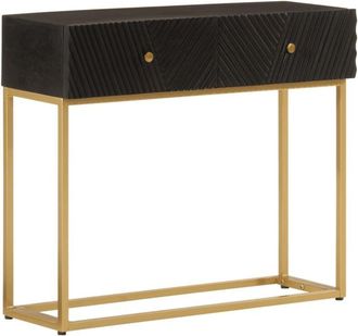 vidaXL Table console noir 90x30x76 cm bois massif de manguier et fer Vidaxl