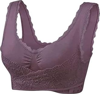 Generic Soutien-gorge de sport &agrave; armatures avec boucle lat&eacute;rale avant en dentelle pour femme, bordeaux, 3XL