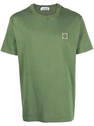 Stone Island t-shirt en coton à patch Compass - Vert