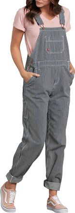 Dickies Damen, Latzhose im legeren Stil mit geradem Bein, RINSED HICKORY STRIPE, XXL