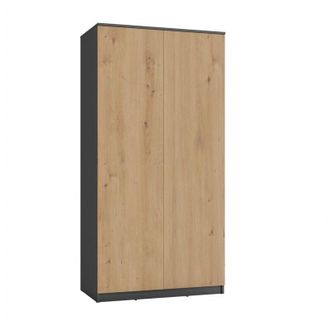 Topeshop Esme - Doppelschrank im skandinavischen Stil Schlafzimmer - 90x50x180 - 2 T&uuml;ren - Ankleidezimmer