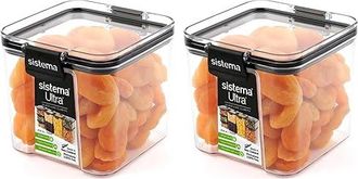 Sistema Ultra Tritan luftdichtes Frischhaltedose | 700 ml Vorratsdose mit Deckel | stapelbar | BPA-frei, Weiß/Grau (Packung mit 2)