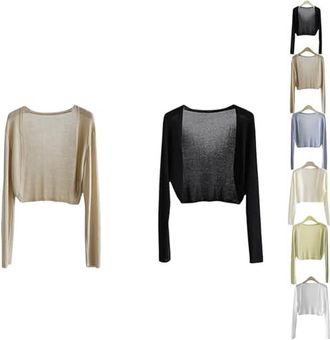 Generic Meetitsneeds Cardigan, cardigan l&eacute;ger, court, bol&eacute;ro ouvert sur le devant, 2 pi&egrave;ces - 4, taille unique