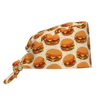 Ahdyr Casquette de Travail &agrave; Motif Hamburger avec Bandeau Anti-Transpiration et Fermeture r&eacute;glable, pour Femmes et Hommes