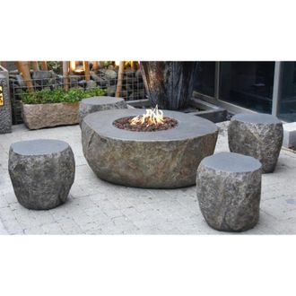 Elementi Elementi Gasfeuerstelle Vesuv Set in Naturstein-Optik, grau