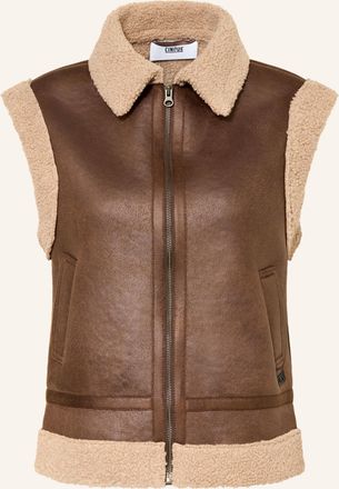 Cinque Cinque Weste Cilex In Lederoptik Mit Teddyfell braun