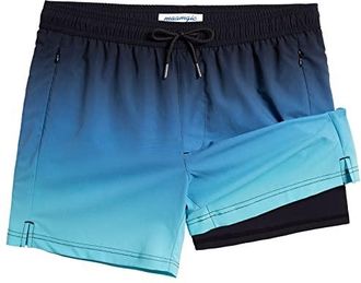 Maamgic Maillot de Bain pour Hommes avec Compression Short de Bain 2 en 1 | 5.5 Séchage Rapide Short de Natation décontracté Boardshorts avec Pantalon intérie