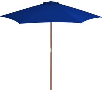 vidaXL Parasol dext&eacute;rieur, Parasol de balcon avec m&acirc;t en bois Bleu 270 cm vidaXL