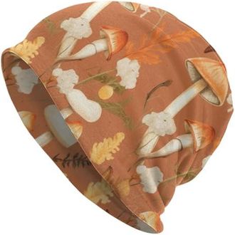 Generic Bonnet en Tricot Champignons Arborescents Chanterelles Feuilles Respirant Beanie Tricoté Douillet Knitted Hat pour Hiver Femme La Rue