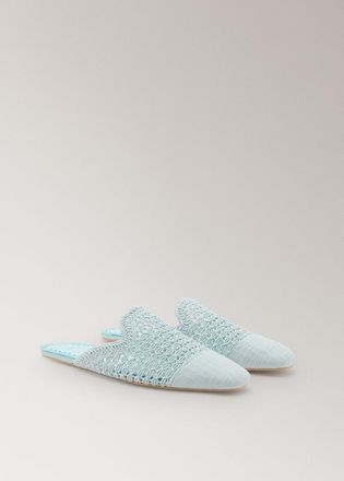Mango Chaussons ouverts &agrave; larri&egrave;re crochet bleu - Femme - 36 - MANGO