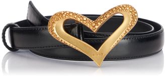 Pinko Love Heart H2 Belt Leder Vintage Gürtel, Z99M_Schwarz Limousine-Chocolate Gold, M Damen, Z99m_Schwarz Limousine-chocolate Gold, M