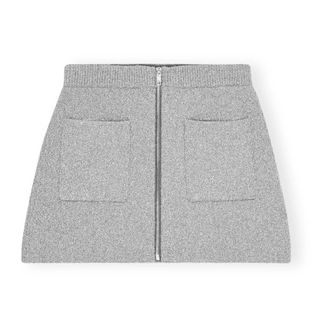 Ganni Femme, Jupes, Gris, Taille: 36 FR Jupe Mini Argent Pailleté