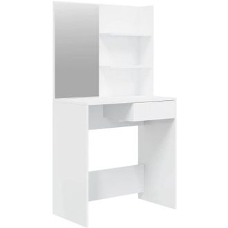 vidaXL Coiffeuse avec miroir Blanc brillant 74,5x40x141 cm